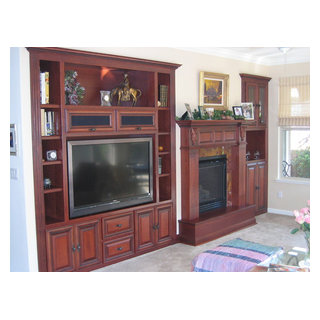 Cherry Entertainment Center and Mantle - Traditional - Family Room ...