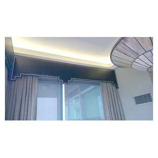 Cornices and draperies in a high rise apartment - Modern - Family Room ...