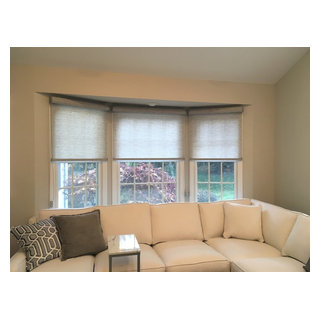 Custom Roller Shades with Fabric Covered Headrails for Bay Window ...