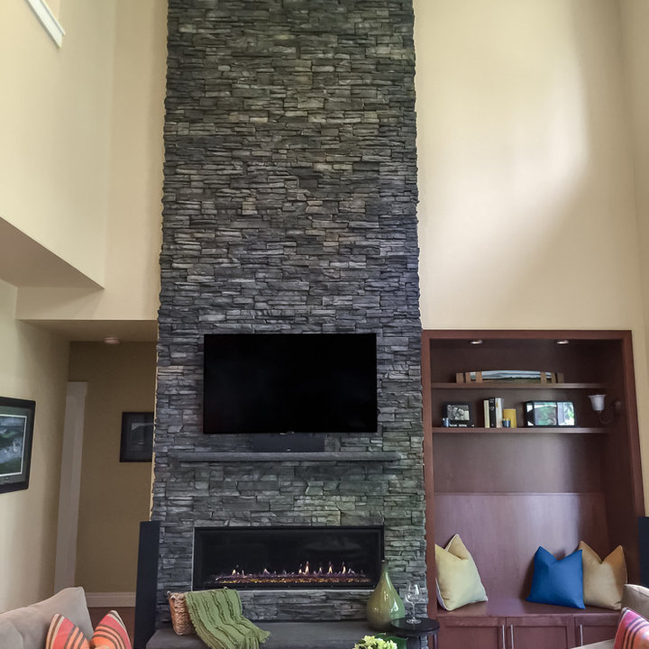 Two Story Stone Fireplace - Photos & Ideas | Houzz