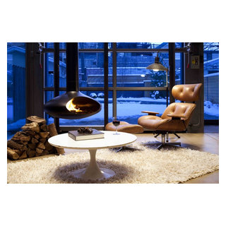Fire Orb Hanging Steel Fireplace - Contemporary - Family Room - Chicago ...