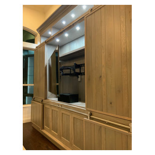 Frisco Texas - Double White Oak Custom Wall unit - Transitional ...
