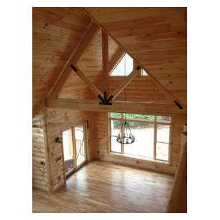 interior pictures of log paneling, and log siding - Rústico - Sala de ...