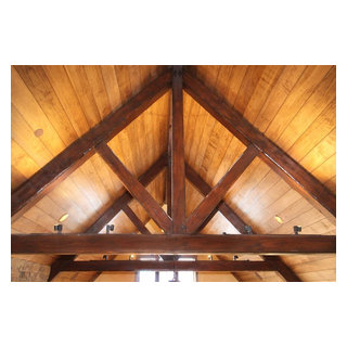 King Post Timber Frame Truss - Eclectic - Family Room - Other - by ...