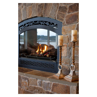 Lake House Fireplace - Beach Style - Family Room - Seattle - by Genay ...