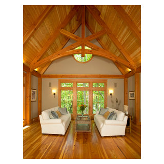 Lakefront Timber Frame Home and Pavillions - Rustic - Family Room - DC ...