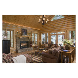 Log and Timber Lake House family room - Traditional - Games Room ...