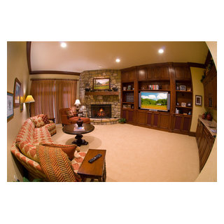 Mountain Home Automation and Theater - Rustic - Family Room - Charlotte ...