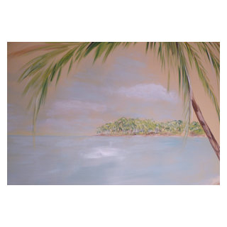 Palm tree beach mural - Tropical - Family Room - Boston - by Crowley ...