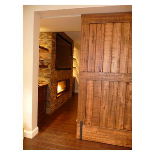 Reclaimed Elm Sliding Doors bandsaw Texture with Wrought Iron Hardware ...