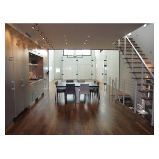 Reclaimed wood flooring + paneling - Modern - Family Room - Portland - by TerraMai PDX | Houzz