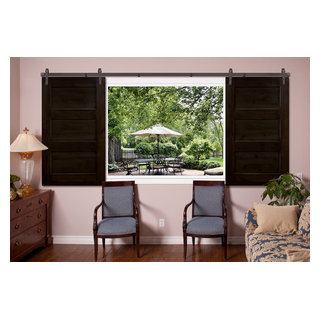Sliding Barn Door Shutters - Farmhouse - Family Room - Charlotte - by ...