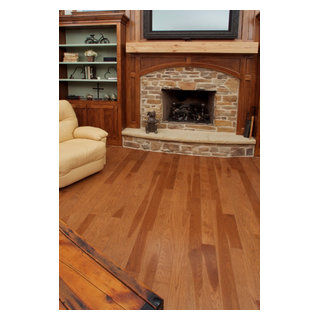 Solid Hickory Hardwood Floor and Maple Fireplace Surround - Traditional ...