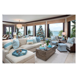 Transitional Coastal | Waterfront Home - Beach Style - Family Room ...