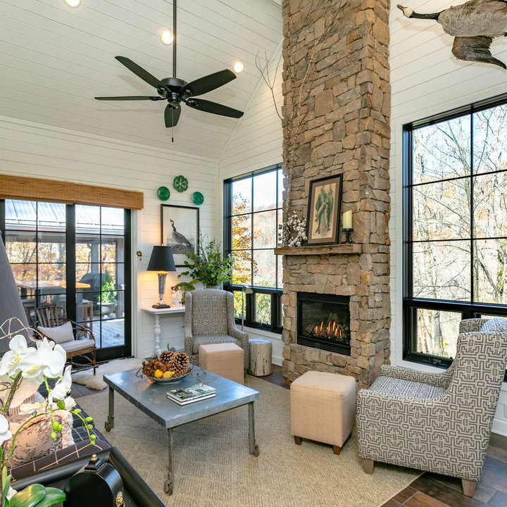 75 Craftsman Vaulted Ceiling Family Room Ideas You'll Love - October ...