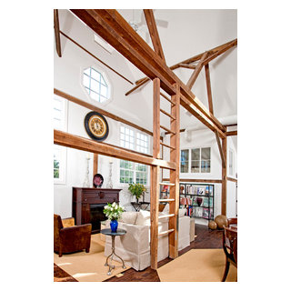View of the living room of the remodeled barn in Bucks County ...