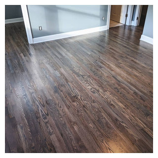 Warm Gray Stained #1 Common Red Oak - Modern - Family Room - New York ...