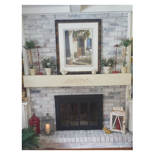 Whitewashing a 70s style red brick fireplace - Classique - Salle de ...