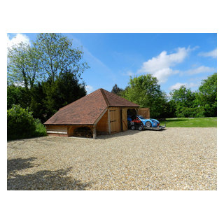 2 bay oak framed garage with log store - Farmhouse - Garage - Berkshire ...