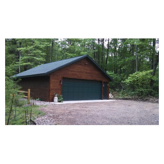 26x30 Garage with Log Cabin Siding - Rustic - Garage - Other - by Monk ...