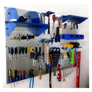 Metallic Pegboard with Blue Peg Board Accessories Look Great! - Garage ...