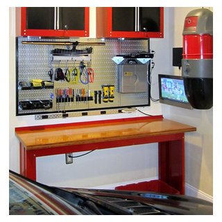 Wall Control Metallic Pegboard Over a Workbench with Custom Framing ...