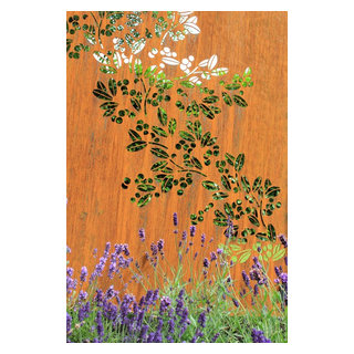 Laser cut weathering steel garden fence panel - Contemporain - Jardin ...