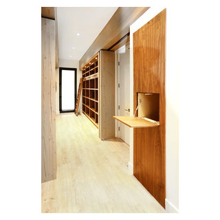 Custom built Solid Walnut Wood Rolling Library Ladder and Laundry Chute ...