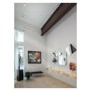 foyer with back lit quartz floating shelf - Contemporary - Hall - Salt ...