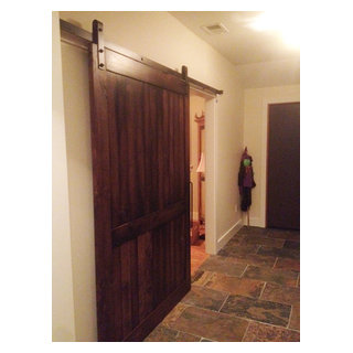 Industrial Barn Door Hardware and Barn Doors - Traditional - Hallway ...