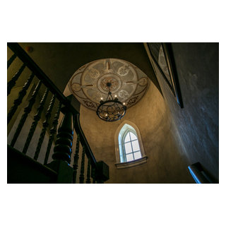 Painted ceiling in turret- Stonington home - Rustic - Hall - Bridgeport ...