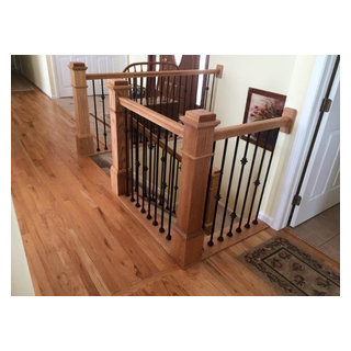 Railing Update Oak Posts w Satin Black Spindles - Traditional ...
