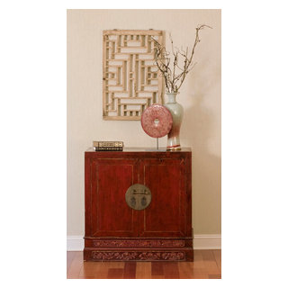 Red Distressed Accent Chest - Chinese Ming Style - Asian - Hall ...