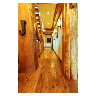 Western Red Cedar Ranch Style Log Home - Rustic - Hall - Denver - by ...