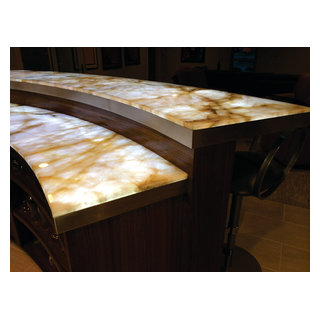 Backlit Onyx Downstairs Bar, Texas - Traditional - Home Bar - Dallas ...