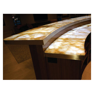 Backlit Onyx Downstairs Bar, Texas - Traditional - Home Bar - Dallas ...