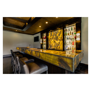 Backlit Onyx Nuvolato Bar - Contemporary - Home Bar - Dallas - by Aria ...