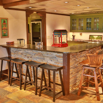 75 Beautiful L-shaped Home Bar with Glass-front Cabinets Ideas and ...