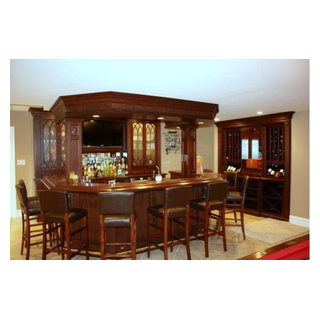 Bar stand alone, wine rack and glassware built ins - Midcentury - Home ...