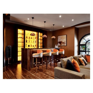 Bespoke bar design with alabaster wall display cabinet - Contemporary ...