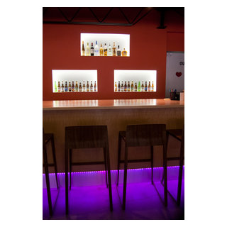 Custom Bar Area, Liquor Display with LED Lighting - Contemporary - Home ...