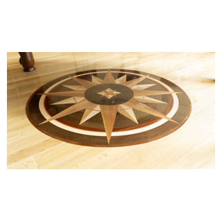 Custom wood flooring border and medallion - compass inlay - Traditional ...