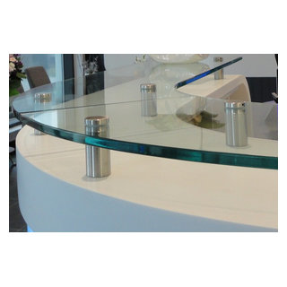 glass kitchen countertops & glass eating bar - Contemporary - Home Bar ...