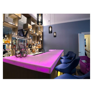 Luxury Bespoke Bar with White Onyx Backlit Worktop - Modern - Home Bar ...