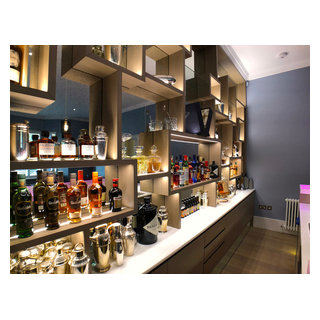 Luxury Bespoke Bar with White Onyx Backlit Worktop - Modern - Home Bar ...