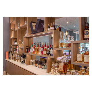 Luxury Bespoke Bar with White Onyx Backlit Worktop - Modern - Home Bar ...