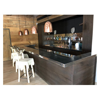 Polished Hammered Zinc Countertop - Rustic - Home Bar - Other - by ...