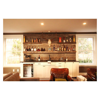 Shallow Depth Floating Shelves made with reclaimed wood - Transitional ...