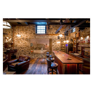 Wide Plank Antique Oak Flooring - Rustic - Home Bar - New York - by ...