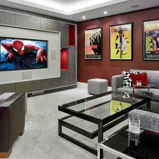 75 Beautiful Home Theater with Red Walls Pictures & Ideas - August ...